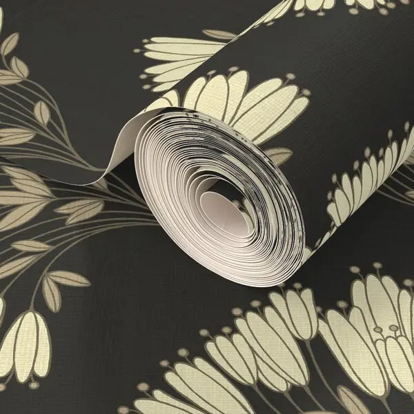 Spoonflower English Waltz 3 100% Natural Sisal Grasscloth Wallcovering - White