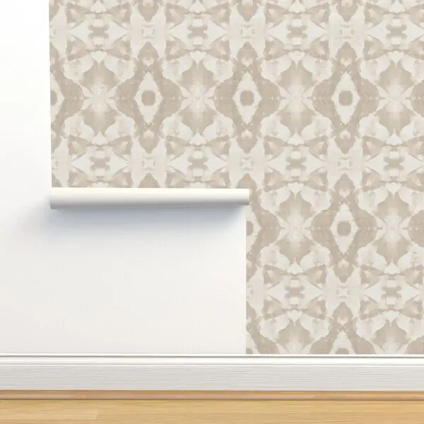 Spoonflower Taupe Rorschach 2 100% Natural Sisal Grasscloth Wallcovering
