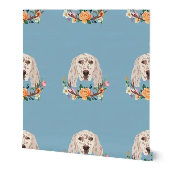 Spoonflower English Setter Dog Pattern 100% Natural Sisal Grasscloth Wallcovering