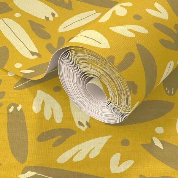 Spoonflower Surfboards 70s 100% Natural Sisal Grasscloth Wallcovering - Yellow
