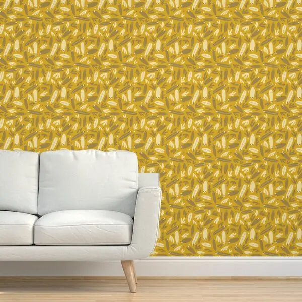 Spoonflower Surfboards 70s 100% Natural Sisal Grasscloth Wallcovering