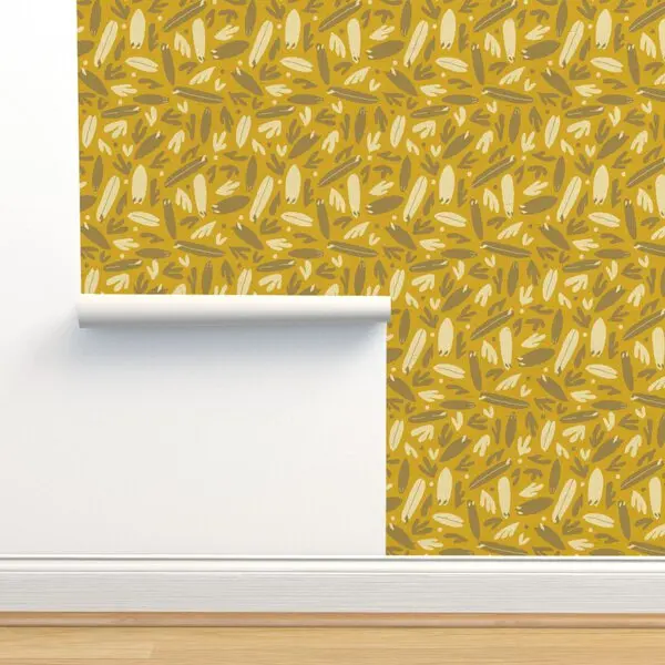 Spoonflower Surfboards 70s 100% Natural Sisal Grasscloth Wallcovering