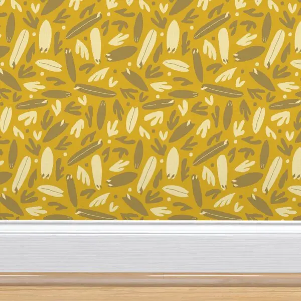 Spoonflower Surfboards 70s 100% Natural Sisal Grasscloth Wallcovering