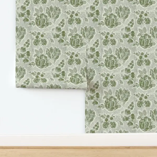 Spoonflower Damasse Bayard 1d Large Custom Pre-pasted Wallpaper