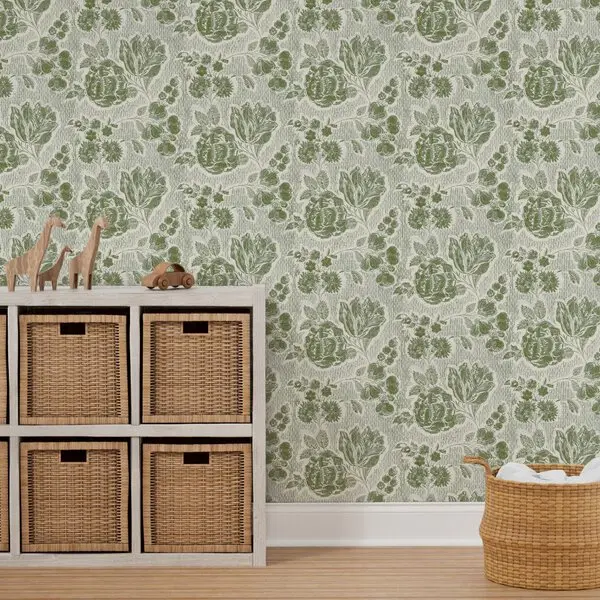 Spoonflower Damasse Bayard 1d Large Custom Pre-pasted Wallpaper
