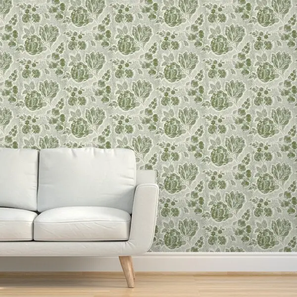 Spoonflower Damasse Bayard 1d Large Custom Pre-pasted Wallpaper