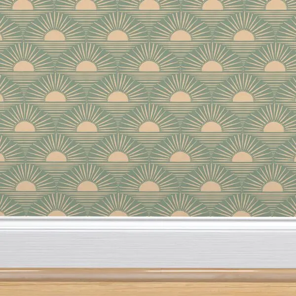 Spoonflower Sunrise Mint 100% Natural Sisal Grasscloth Wallcovering