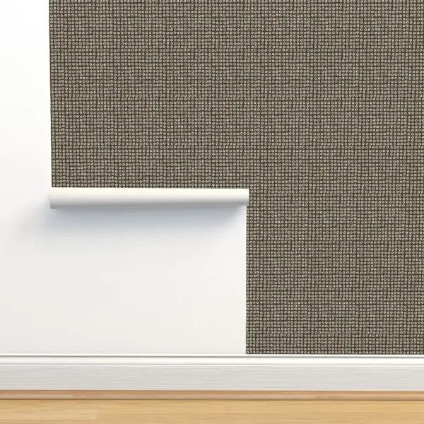 Spoonflower Batik Dots Loops Brown 100% Natural Sisal Grasscloth Wallcovering