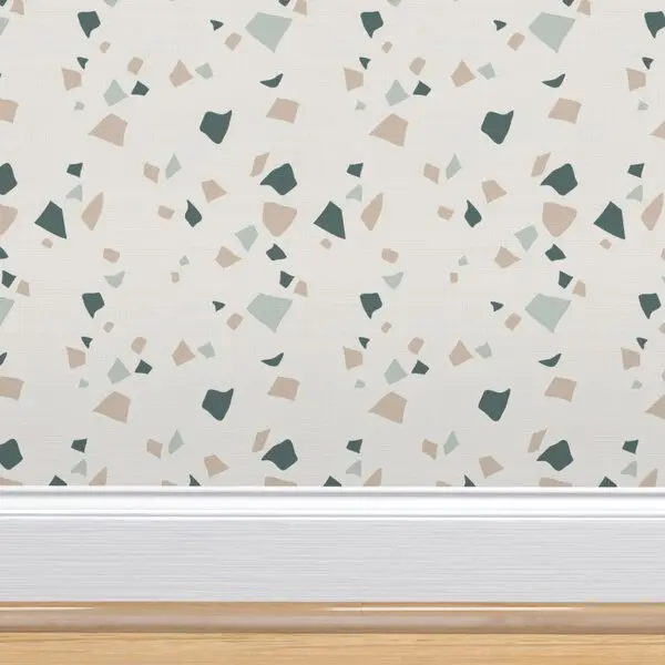 Spoonflower Terrazzo Moss Pastels One 100% Natural Sisal Grasscloth Wallcovering