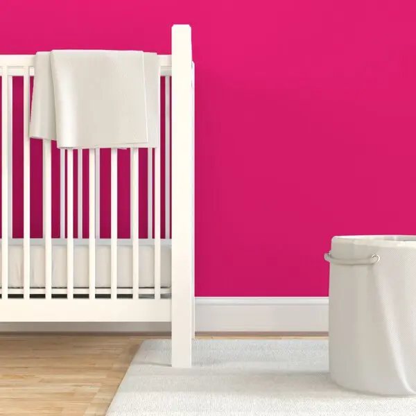 Spoonflower Hot Solid Pik Custom Pre-pasted Wallpaper - Pink