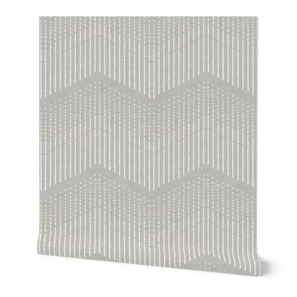 Spoonflower Arcadia Rain Smoke Grey 100% Natural Sisal Grasscloth Wallcovering