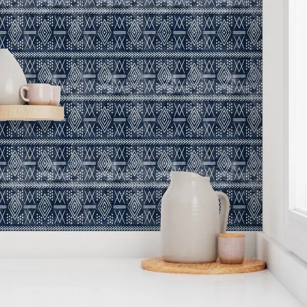 Spoonflower Vintage Moroccan Eye Luck Tribal Mudcloth Custom Removable Wallpaper