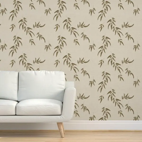 Spoonflower Eucalyptus Neutral 100% Natural Sisal Grasscloth Wallcovering