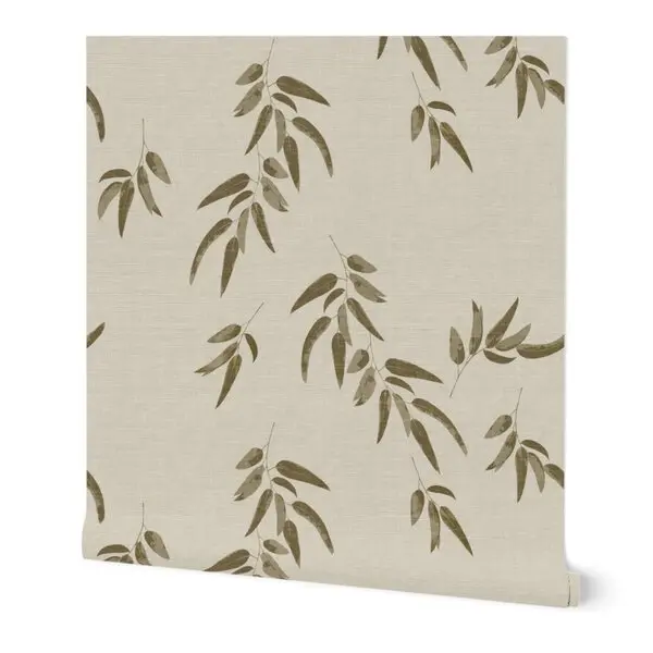 Spoonflower Eucalyptus Neutral 100% Natural Sisal Grasscloth Wallcovering