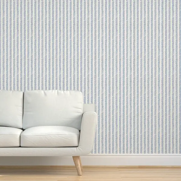 Spoonflower Blue Botanical Leaf Pattern 100% Natural Sisal Grasscloth Wallcovering