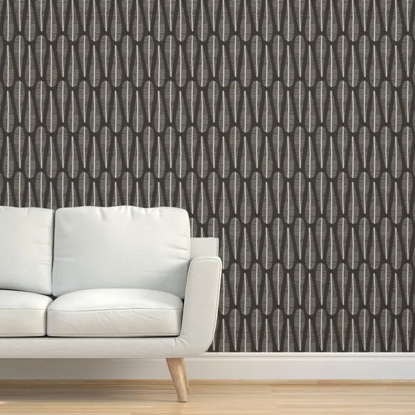 Spoonflower Eucalyptus Leaves Mono Dark 100% Natural Sisal Grasscloth Wallcovering