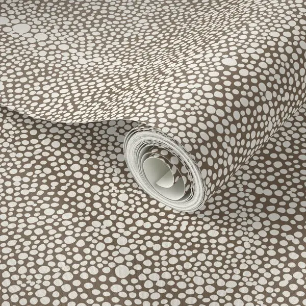 Spoonflower Shagreen Stripe Dots Stingray Bubbles Custom Pre-pasted Wallpaper - Brown,white