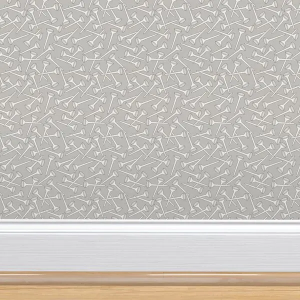 Spoonflower Golf Tees Grayscale Light2 100% Natural Sisal Grasscloth Wallcovering