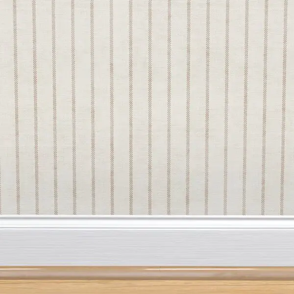 Spoonflower Jute Aegean Simple Ticking Stripe 100% Natural Sisal Grasscloth Wallcovering - White,gray