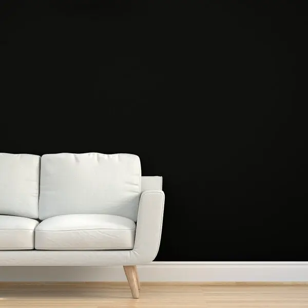 Spoonflower Solid 000000 Sarah Walden Peacoquette Custom Pre-pasted Wallpaper - Black