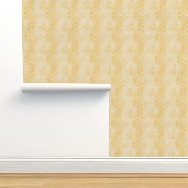 Spoonflower Honeycomb Small Scale 100% Natural Sisal Grasscloth Wallcovering