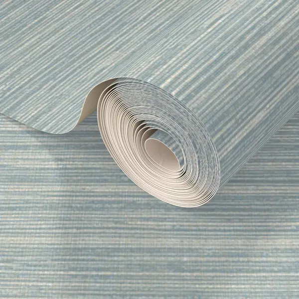 Spoonflower White 100% Natural Sisal Grasscloth Wallcovering - Blue
