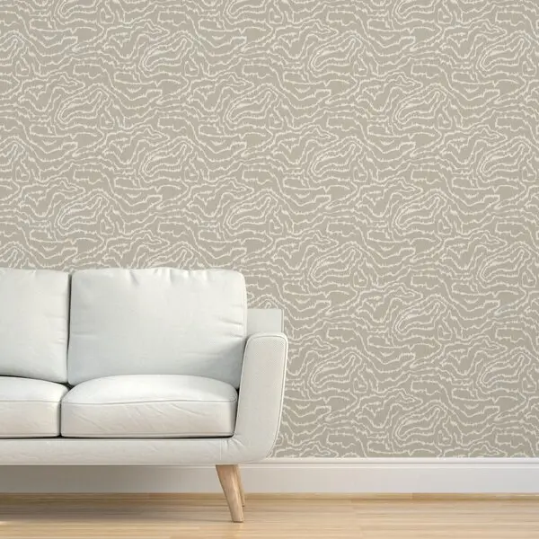 Spoonflower Heatwave Cream On Tan 100% Natural Sisal Grasscloth Wallcovering - Tan,beige
