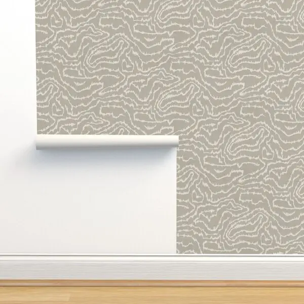Spoonflower Heatwave Cream On Tan 100% Natural Sisal Grasscloth Wallcovering - Tan,beige