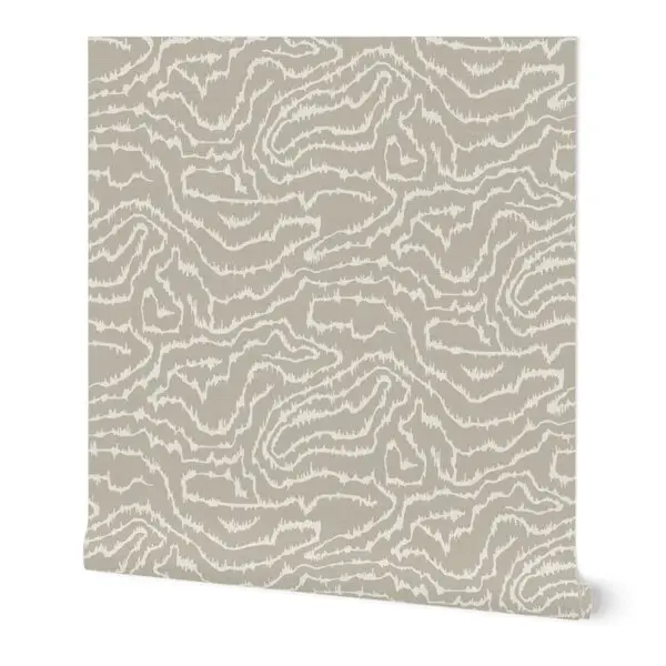 Spoonflower Heatwave Cream On Tan 100% Natural Sisal Grasscloth Wallcovering - Tan,beige