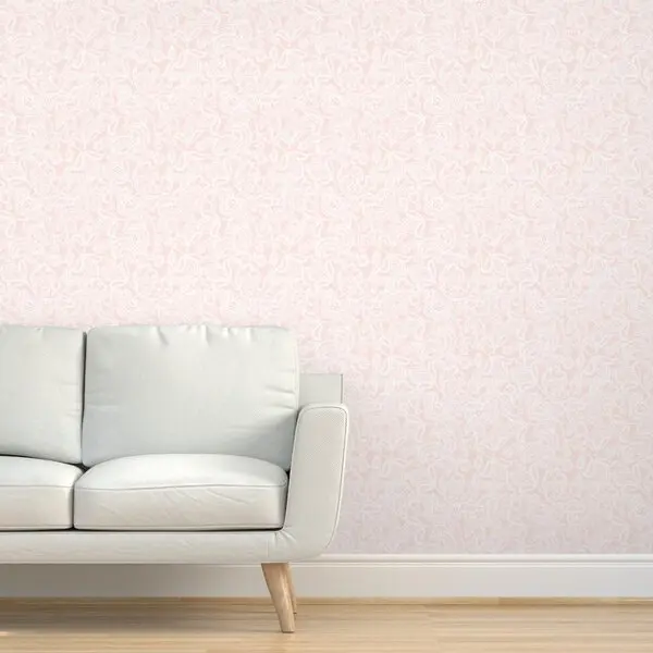 Spoonflower Light Pink Lace Custom Pre-pasted Wallpaper
