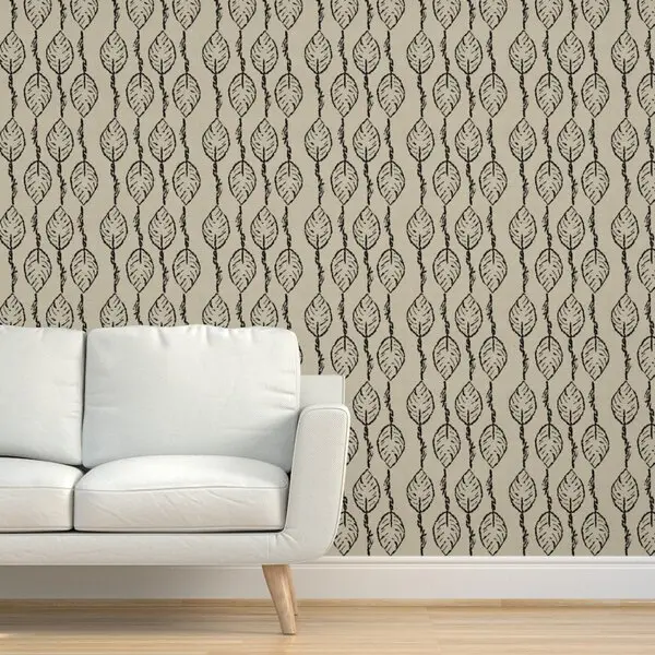 Spoonflower Hand Drawn Wild Grass 100% Natural Sisal Grasscloth Wallcovering
