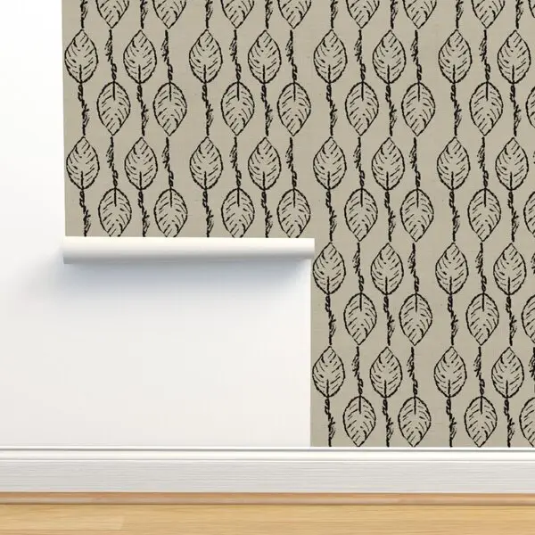 Spoonflower Hand Drawn Wild Grass 100% Natural Sisal Grasscloth Wallcovering