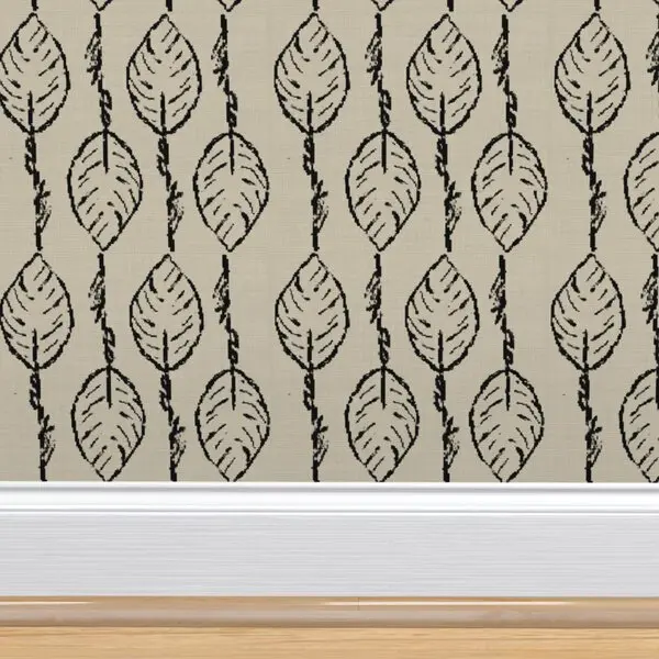 Spoonflower Hand Drawn Wild Grass 100% Natural Sisal Grasscloth Wallcovering