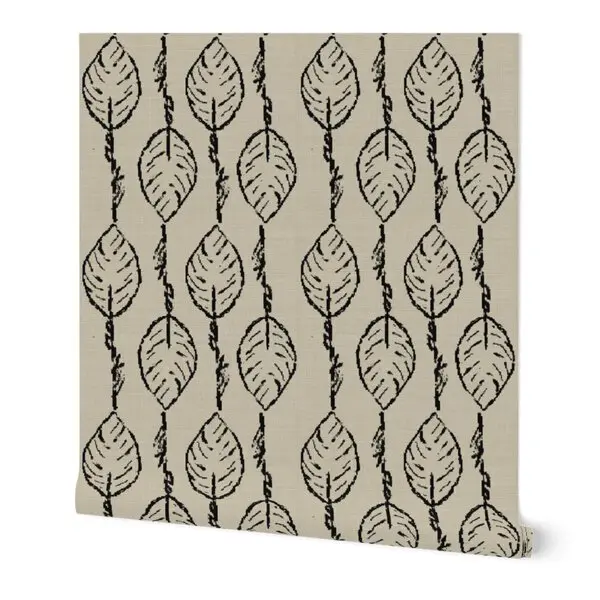 Spoonflower Hand Drawn Wild Grass 100% Natural Sisal Grasscloth Wallcovering