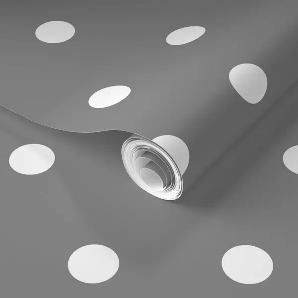 Spoonflower White And Grey Polka Dot Retro Dots One Inch Pin Custom Removable Wallpaper - Gray,white