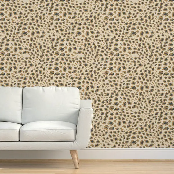 Spoonflower Husk Leopard 100% Natural Sisal Grasscloth Wallcovering