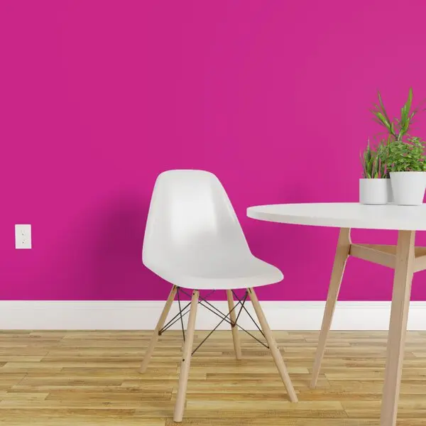 Spoonflower Solid Coordinate Hot Simple Plain Custom Pre-pasted Wallpaper - Pink