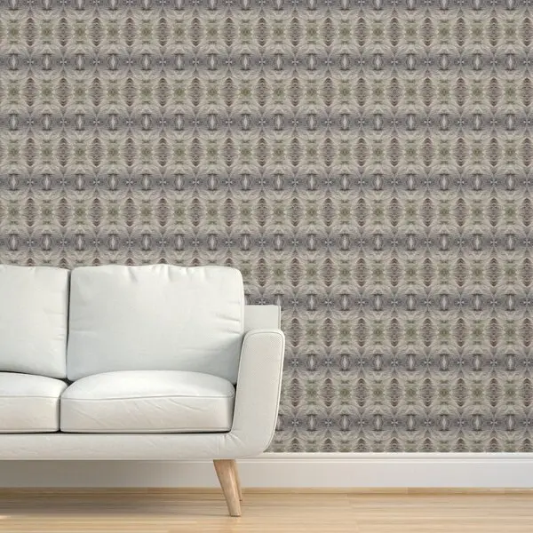 Spoonflower Du B Chicken Feathers Abstract 66 Cv1 100% Natural Sisal Grasscloth Wallcovering - Green