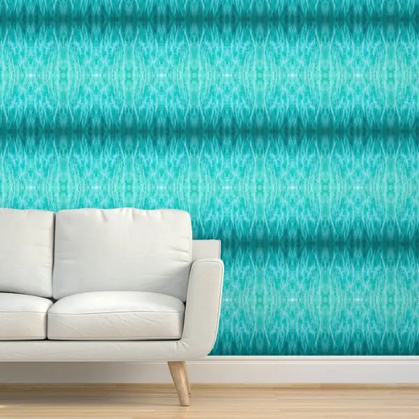 Spoonflower Turquoise Amazonite Minerals Crystals Custom Pre-pasted Wallpaper