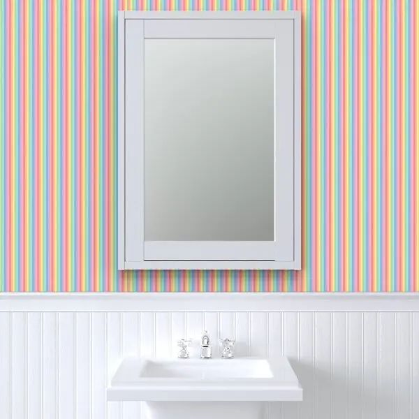 Spoonflower Pastel Stripes Vertical Colorful Stripe Custom Removable Wallpaper