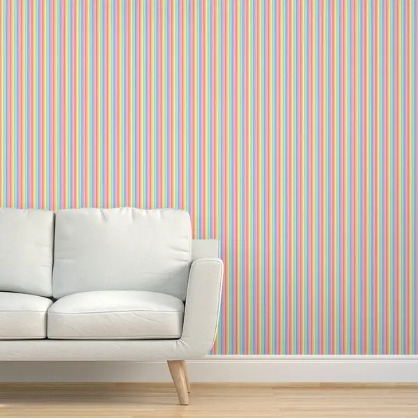 Spoonflower Pastel Stripes Vertical Colorful Stripe Custom Removable Wallpaper