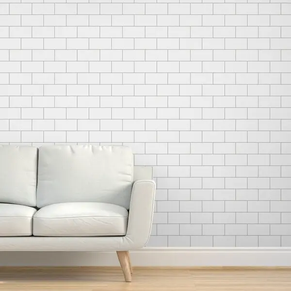 Spoonflower Tile White Brick Retro Custom Pre-pasted Wallpaper