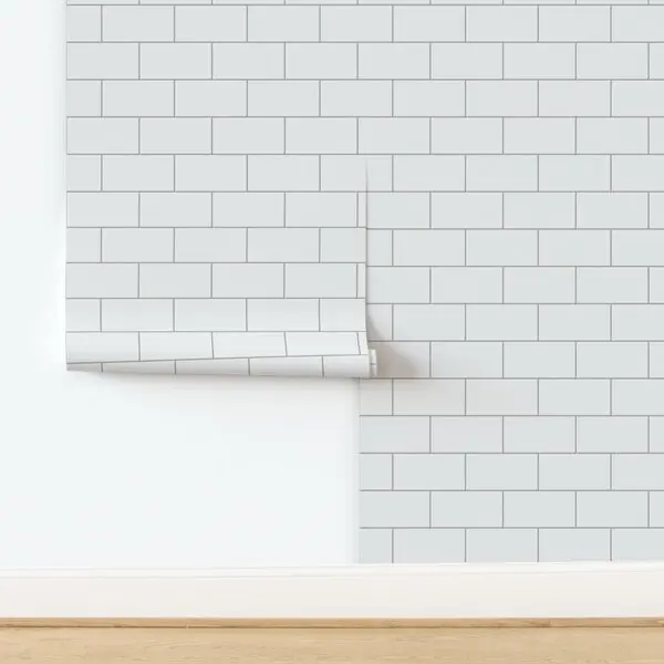 Spoonflower Tile White Brick Retro Custom Pre-pasted Wallpaper