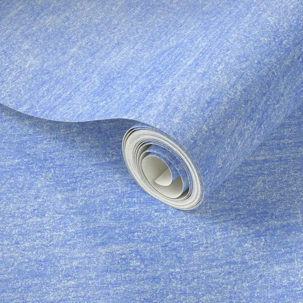 Spoonflower Crayontexture Chicory Solid Texture Light Custom Pre-pasted Wallpaper - Blue