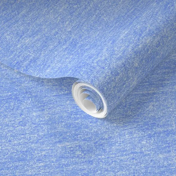 Spoonflower Crayontexture Chicory Solid Texture Light Custom Pre-pasted Wallpaper - Blue