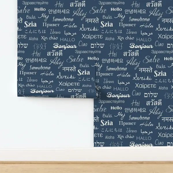 Spoonflower Panetone Coconut Milk World Languages Hello Custom Pre-pasted Wallpaper