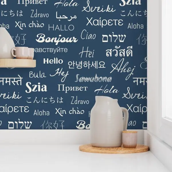 Spoonflower Panetone Coconut Milk World Languages Hello Custom Pre-pasted Wallpaper