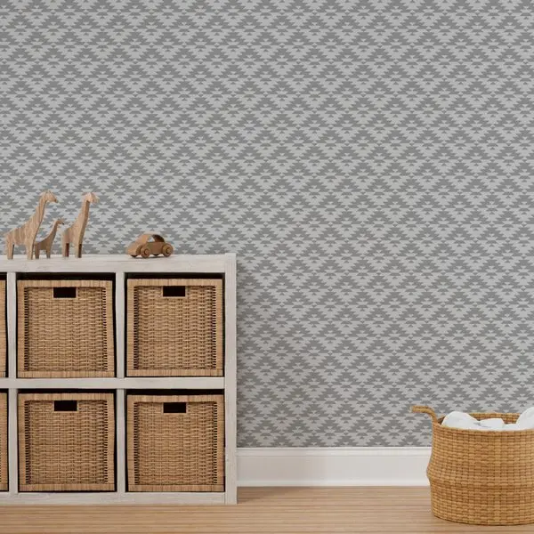 Spoonflower Diamond Zigzag Geometric Greyscale Custom Removable Wallpaper