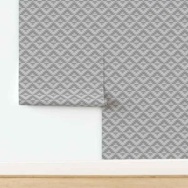 Spoonflower Diamond Zigzag Geometric Greyscale Custom Removable Wallpaper