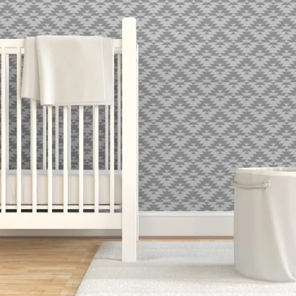 Spoonflower Diamond Zigzag Geometric Greyscale Custom Removable Wallpaper